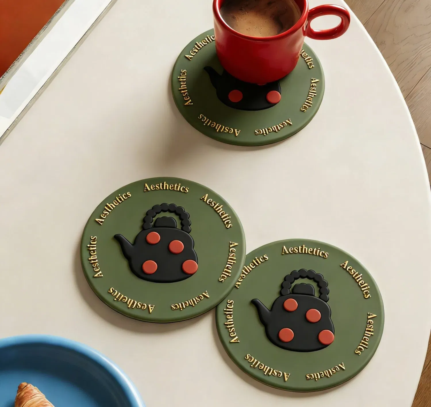Custom Personalized Aesthetic Teapot Silicone Coaster Eco Souvenir | YC ...