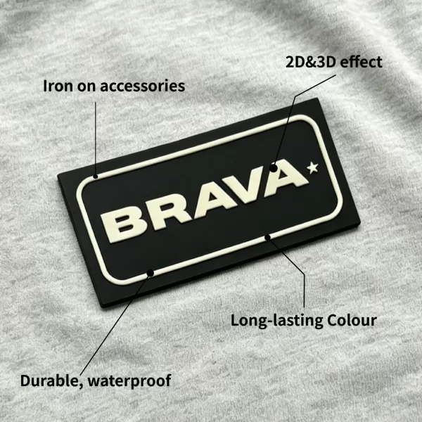 Custom Embossed Iron on Soft Rubber PVC Garment Label Rubber Patches ...